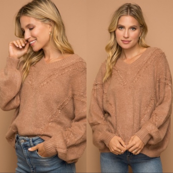 Hem & Thread | Sweaters | Hem Thread Mocha Vneck Crop Sweater | Poshmark
